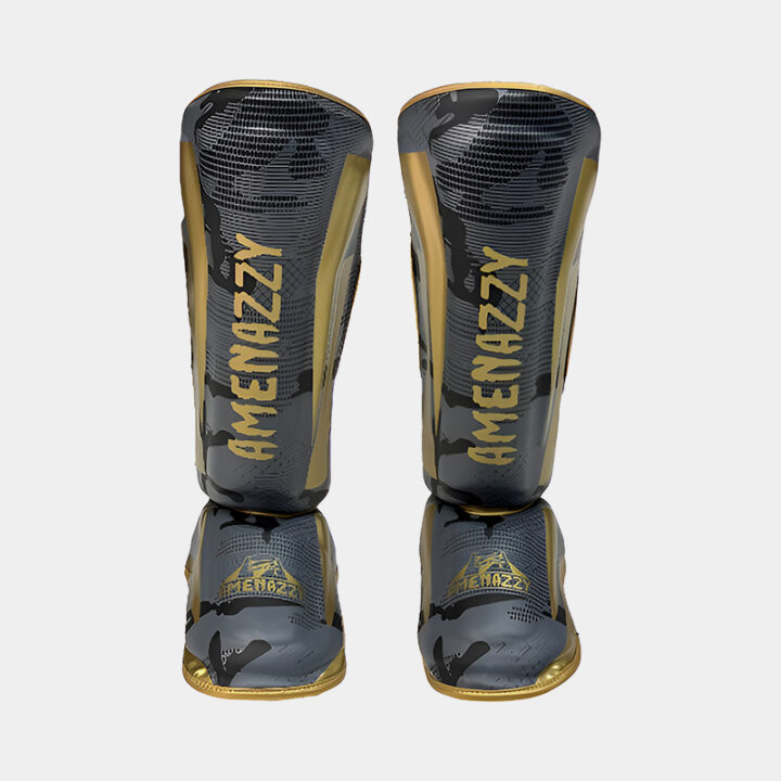 Protector Tibial Rigido - Amenazzy (Gris/Dorado) | MMA Espartano