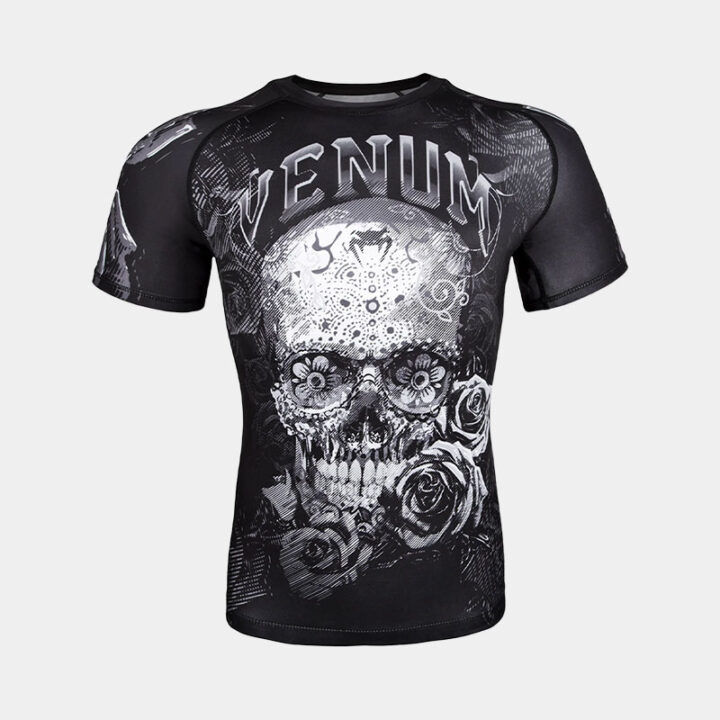 Rashguard M/C - Venum Santa Muerte 3.0 (Negro/Blanco) | MMA Espartano